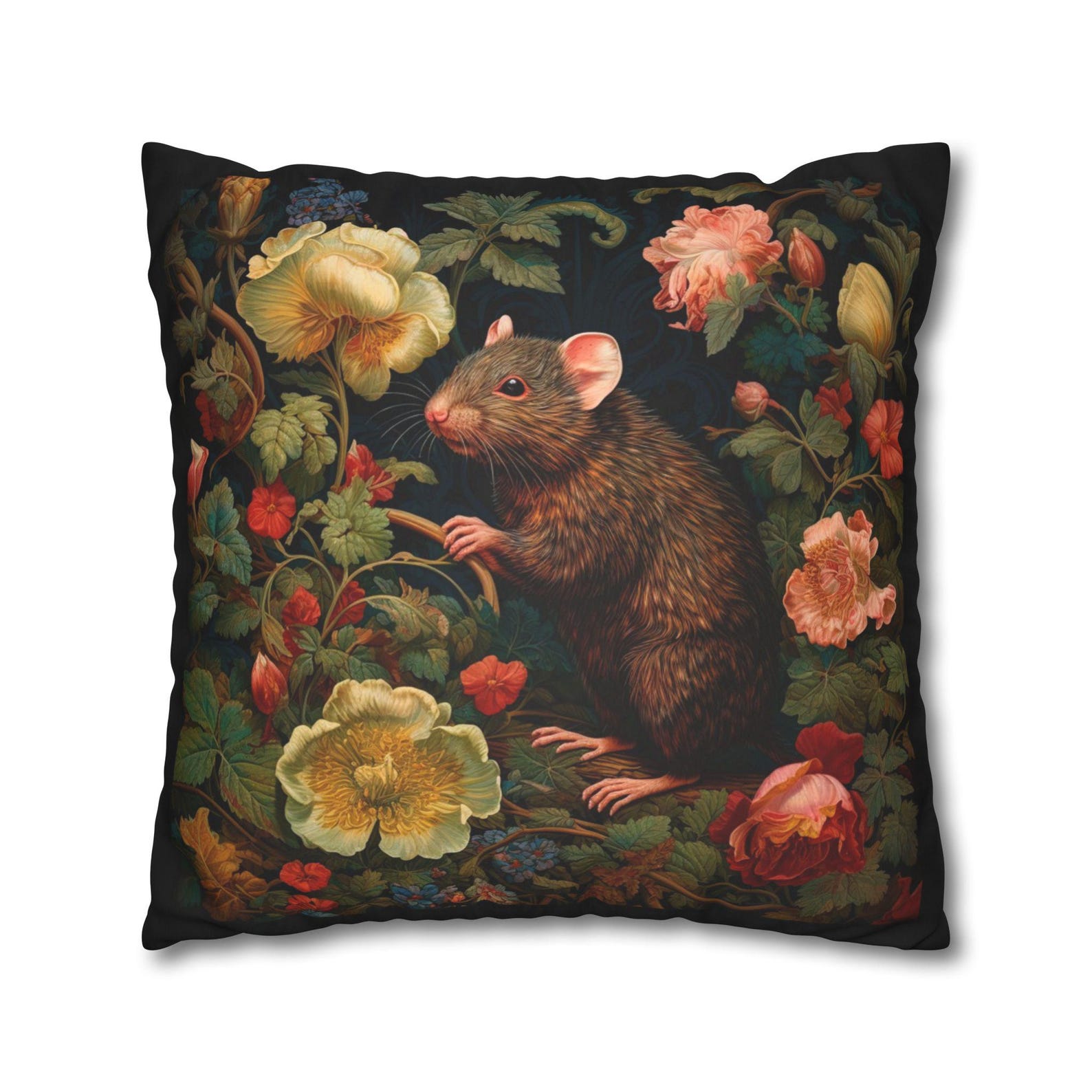 Mouse Pillow, William Morris Inspired Rat, Rodent Lovers Cushion ...