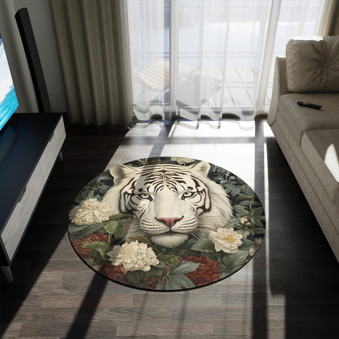 White Tiger Rug - William Morris Inspired Bengala Mat, Mid Century ...