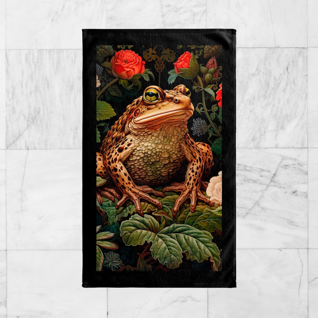 Toad Bath, Face, Hand Towel, William Morris Inspired Bullfrog ...