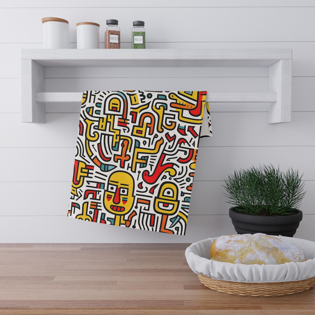 Keith Haring Kitchen Tea Towel, Inspired Graffiti Art, Contemporary ...