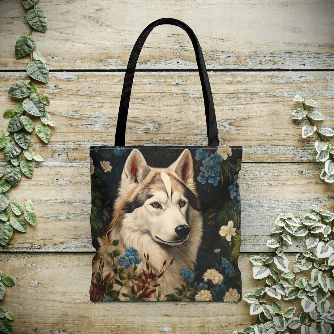 Siberian Husky Tote Bag William Morris Inspired Shoulder Tote, Husky ...
