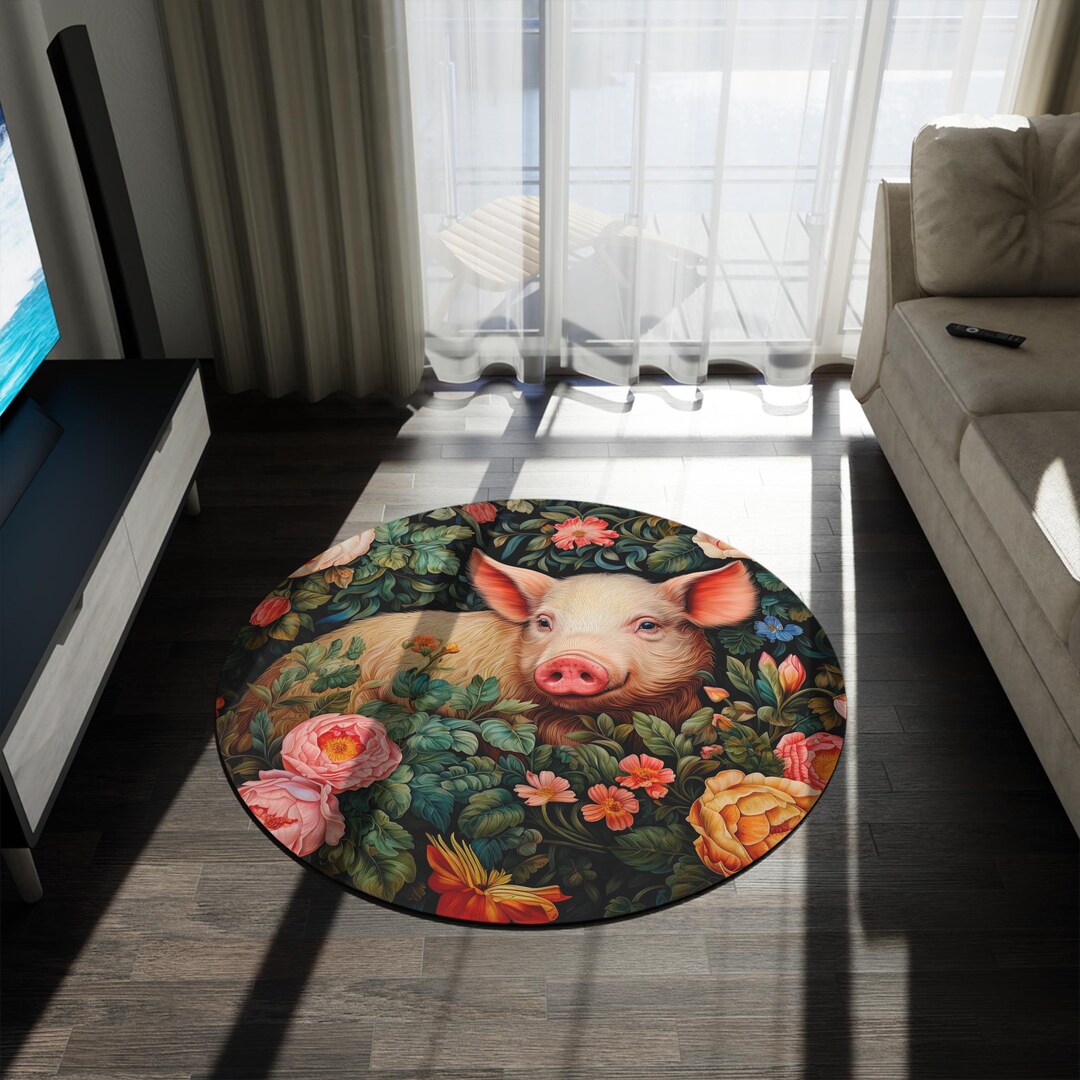 Pig Rug - William Morris Inspired Hog Floor Covering, Victorian Style ...