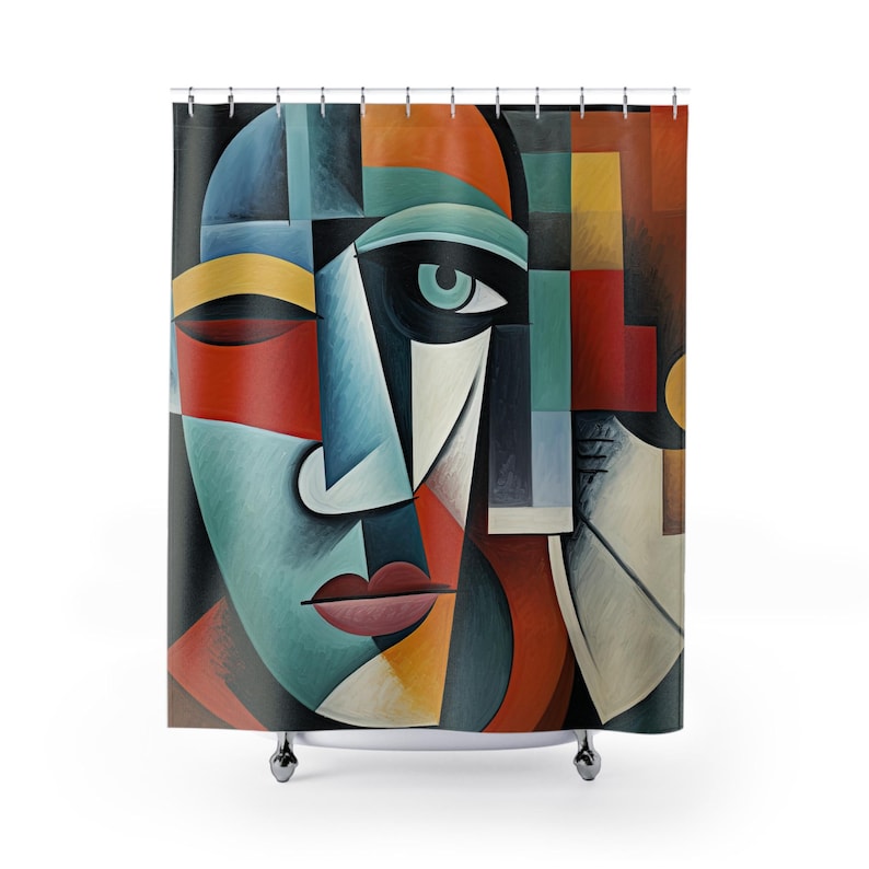 Pablo Picasso Inspired Bathroom Shower Curtain, Cubism Art, Waterproof ...
