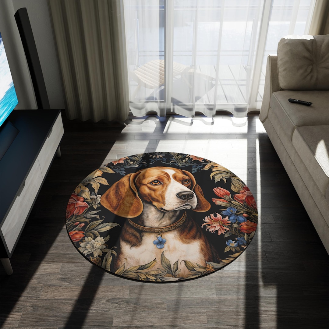 Beagle Rug - William Morris Inspired Harehound Mat, 19th Century Animal ...