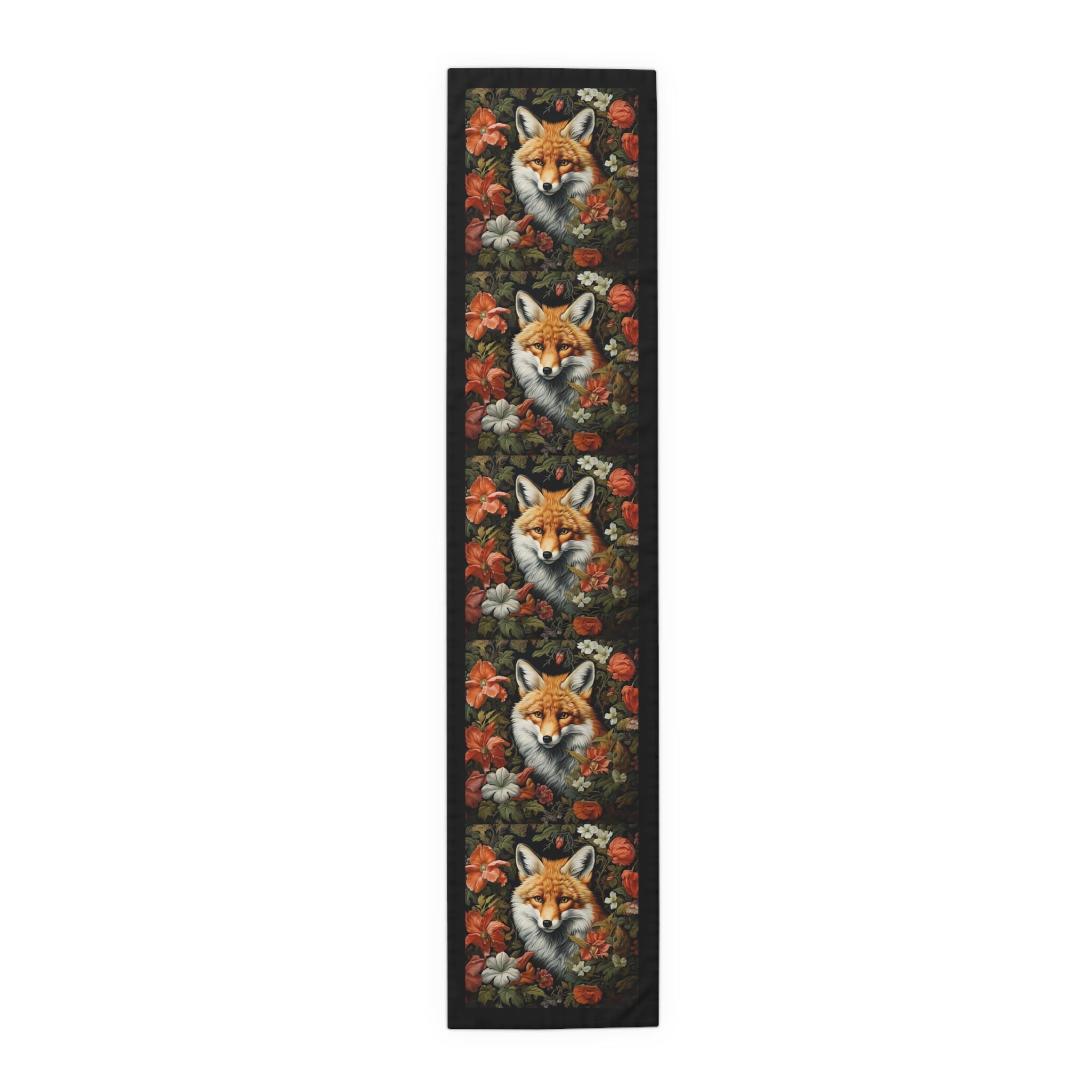 Fox Table Runner, William Morris Inspired Reynard, Botanical Red Foxy ...