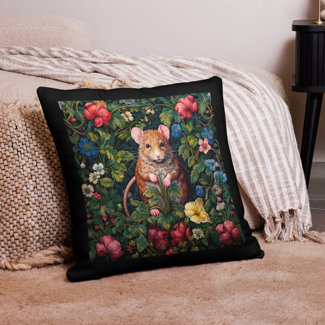 Mouse Pillow Resourcefulness & Curiosity, William Morris Inspired, Cute ...