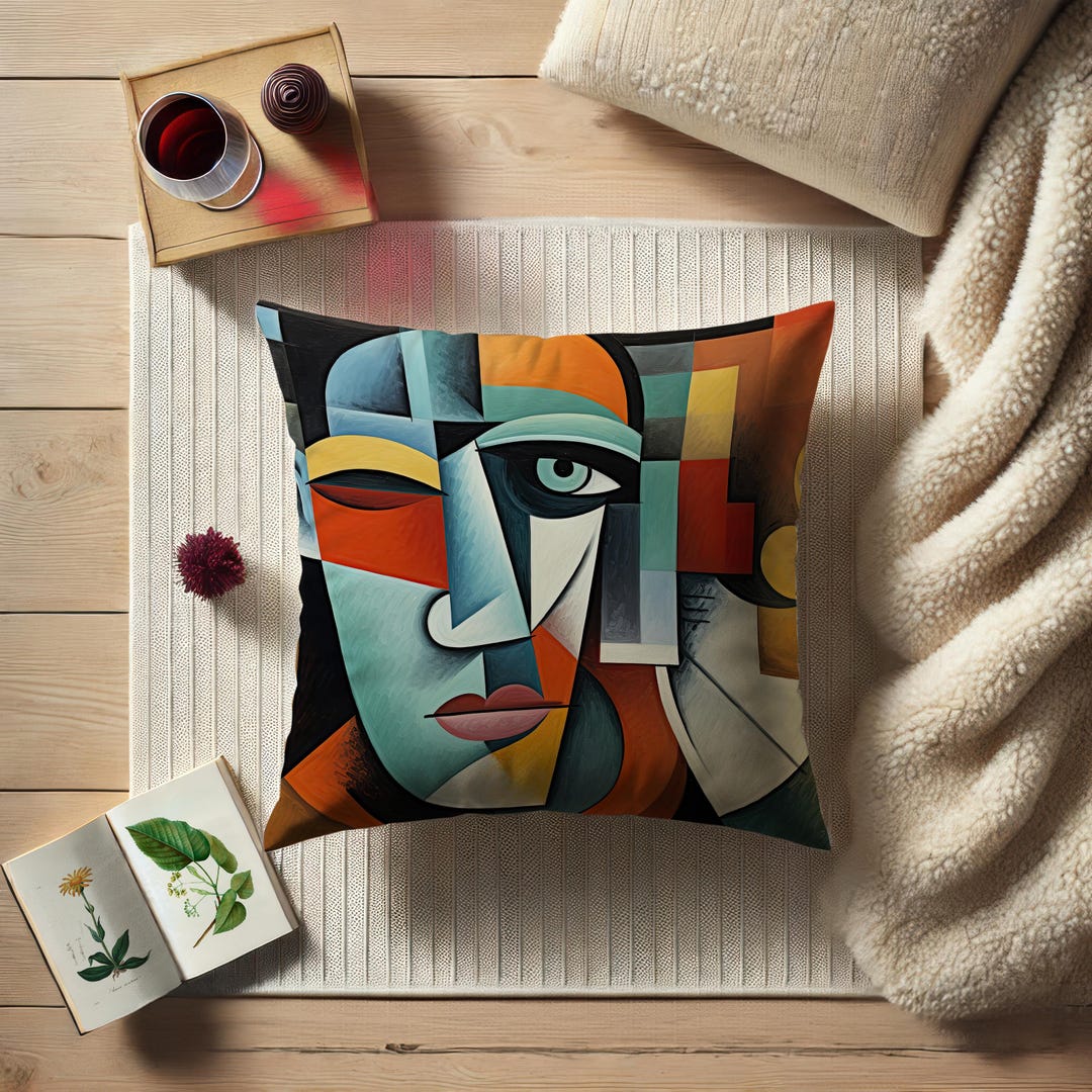 Stylish Cubist Pillow Inspired Pablo Picasso, Modern Abstract Art ...