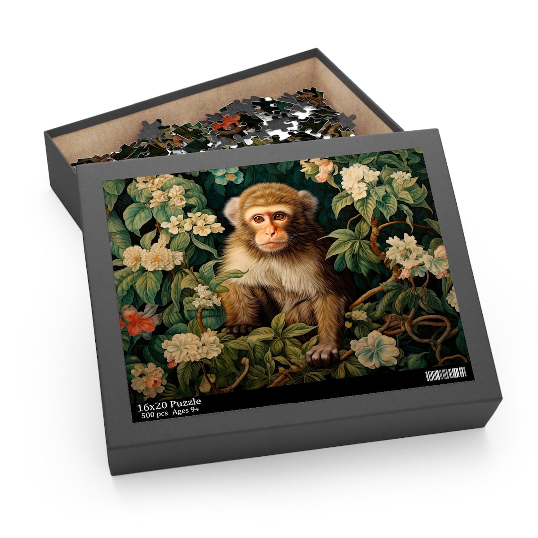 Monkey Jigsaw Puzzle, William Morris Inspired Chimpanzee, Jungle Ape ...