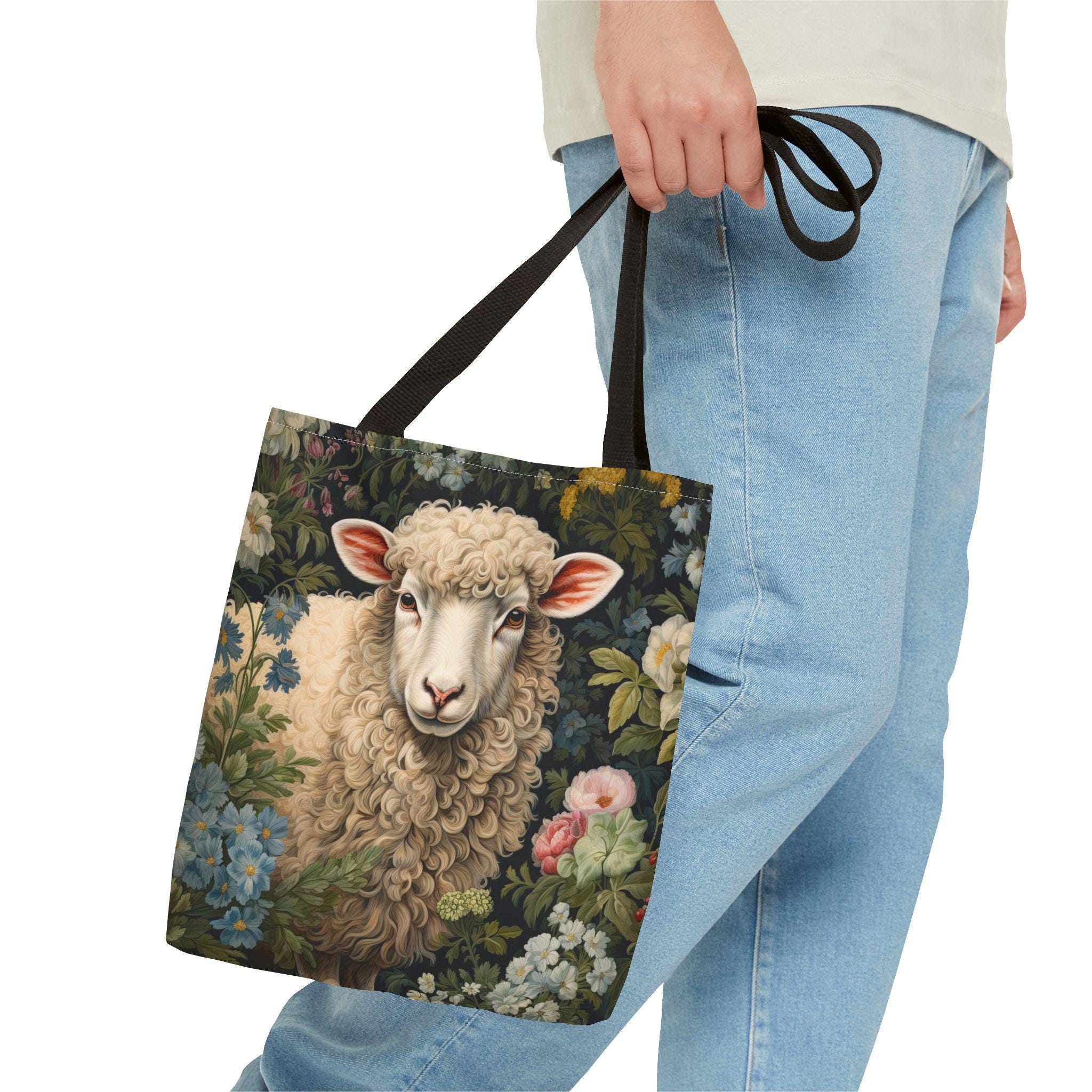 Sheep Tote Bag - William Morris Inspired Shoulder Tote, Countrycore Ewe ...