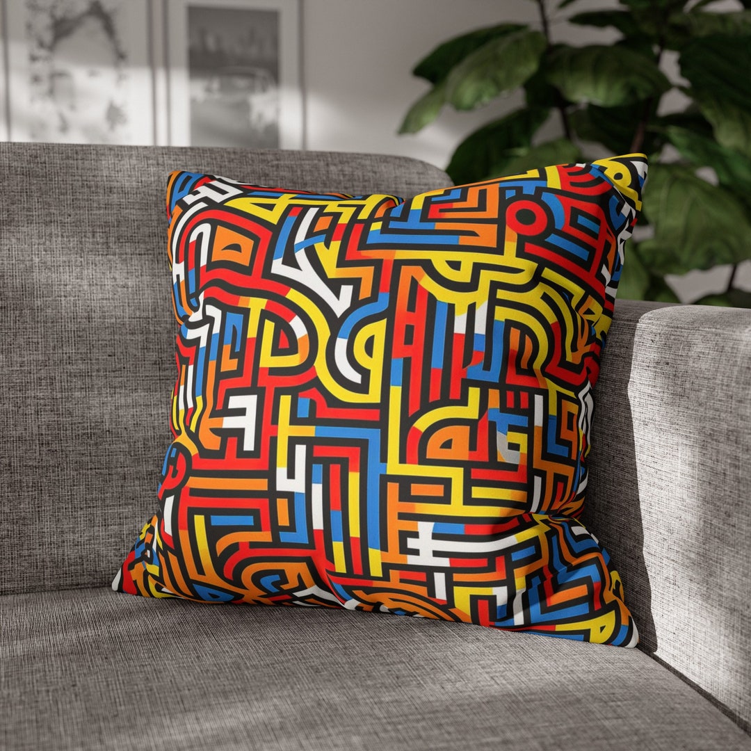 Pop Art Pillow Inspired Keith Haring, Contemporary Graffiti, Street ...