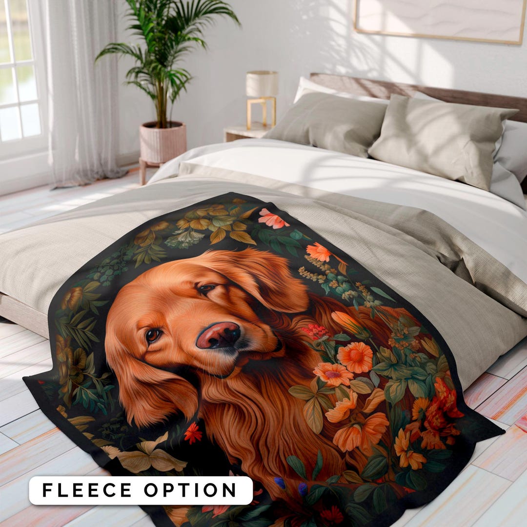 Golden Retriever Blanket, William Morris Inspired Goldie Dog ...