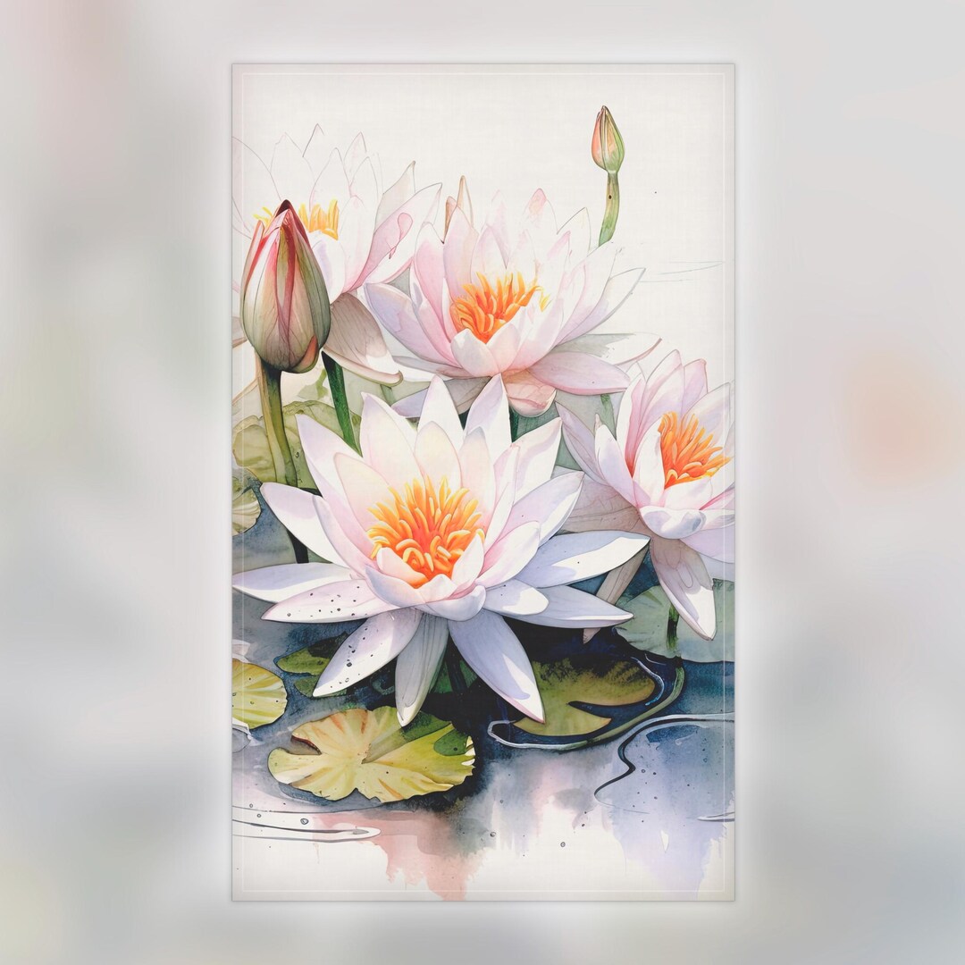Lotus Kitchen Tea Towel - Water Lily Dishcloth Featuring Tranquil ...