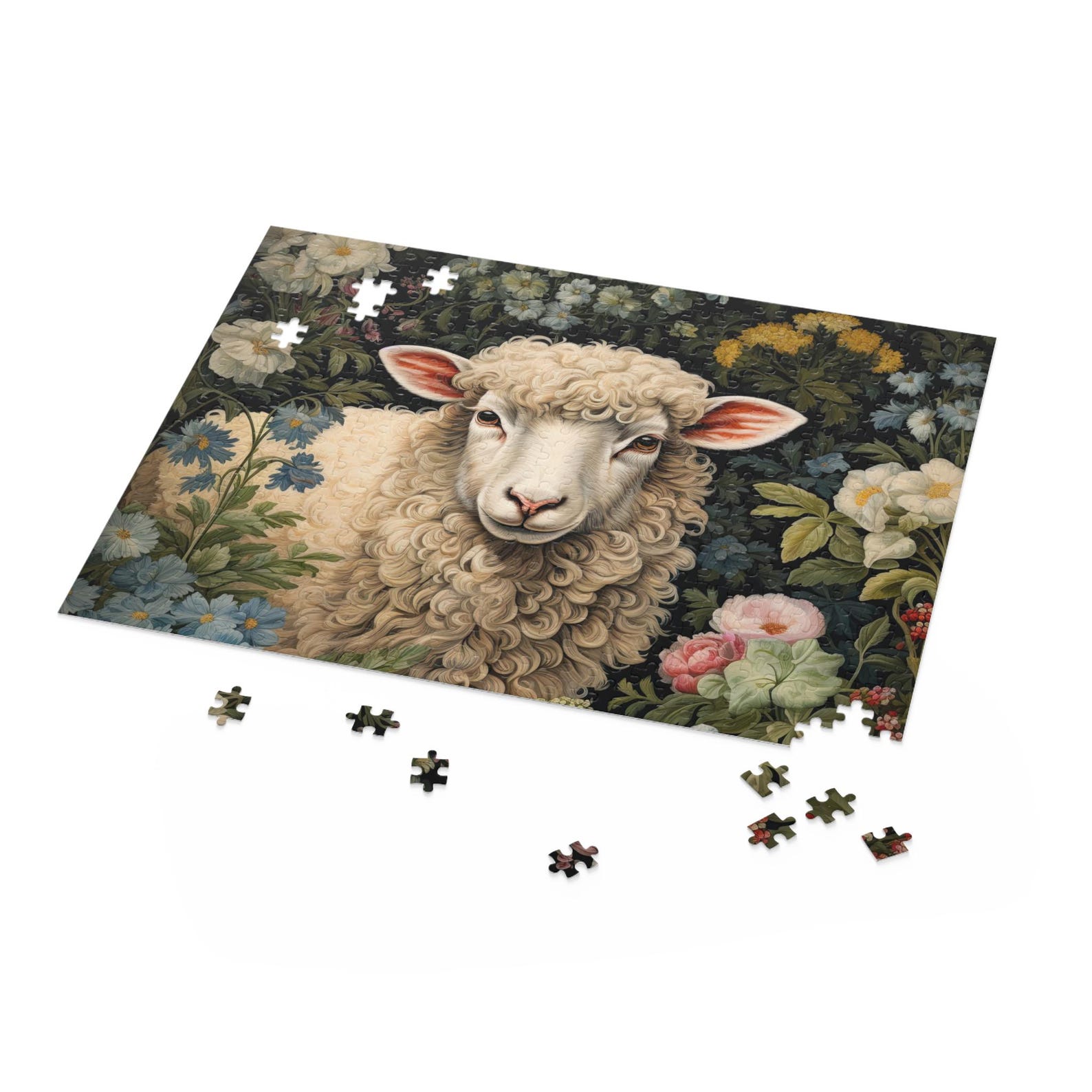 Sheep Jigsaw Puzzle, William Morris Inspired Lamb, Rusticcore Game ...