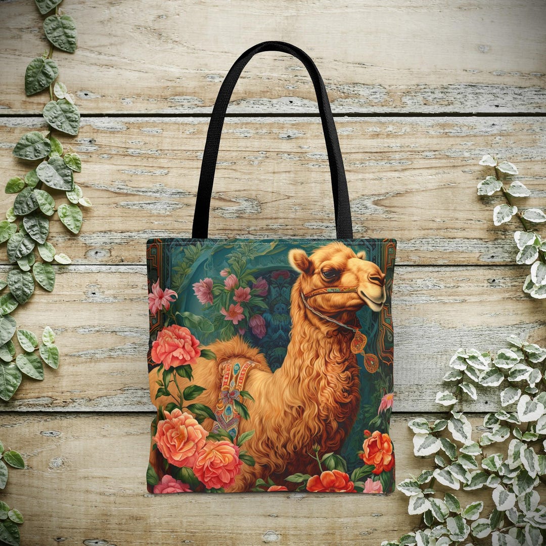 Camel Tote Bag William Morris Inspired Shoulder Tote, Dromedary Handbag ...