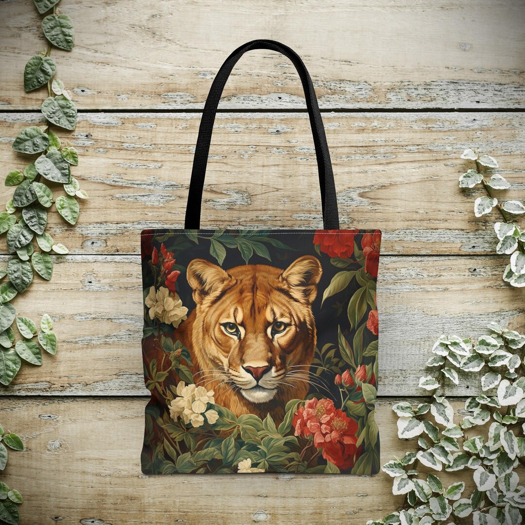 Puma Tote Bag - William Morris Inspired Shoulder Tote, Cougar Handbag ...