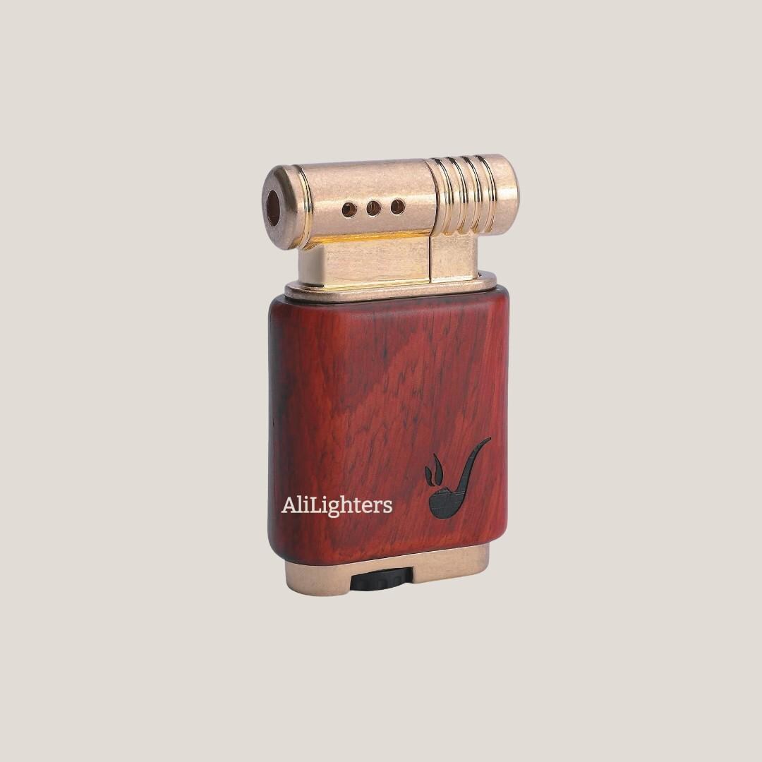 Handcrafted Wooden Pipe Lighter | Refillable Soft Flame Gas Lighter ...