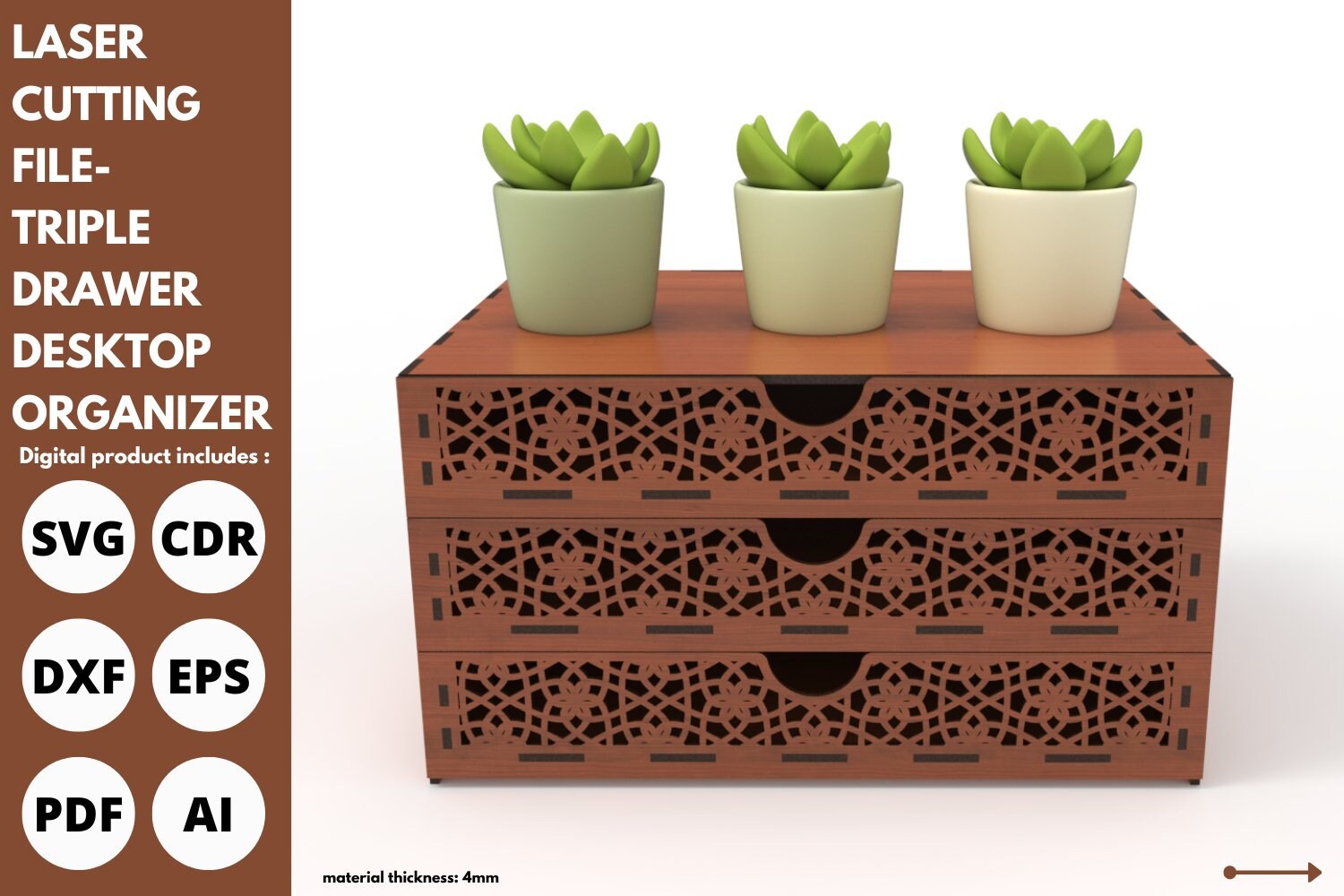 Laser Cut Wooden Desktop Organizer Box Svg Storage Drawers - Etsy Australia