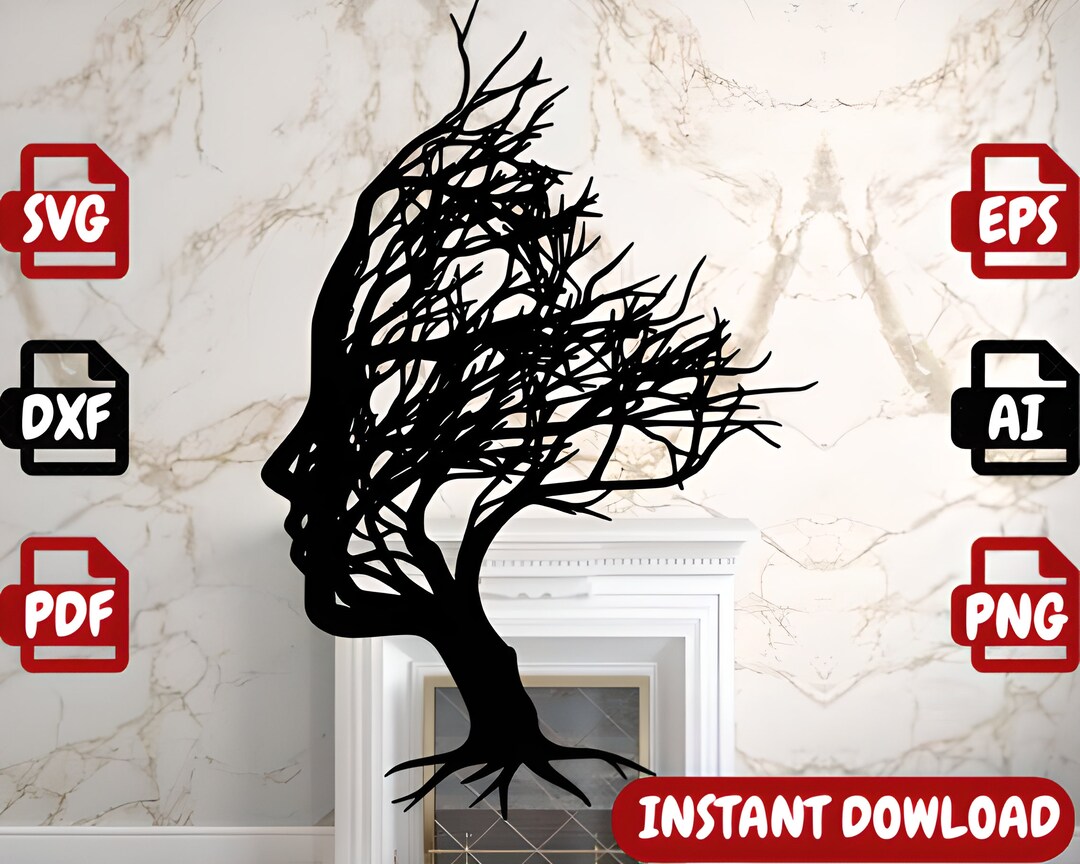 Tree Woman Face Laser Cut Svg Dxf Files Tree Woman Face DXF - Etsy UK