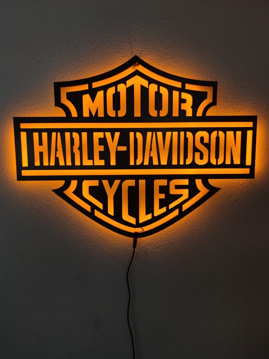 Harley Davidson Wood Led Wall Sign Lighted Harley Sign - Etsy