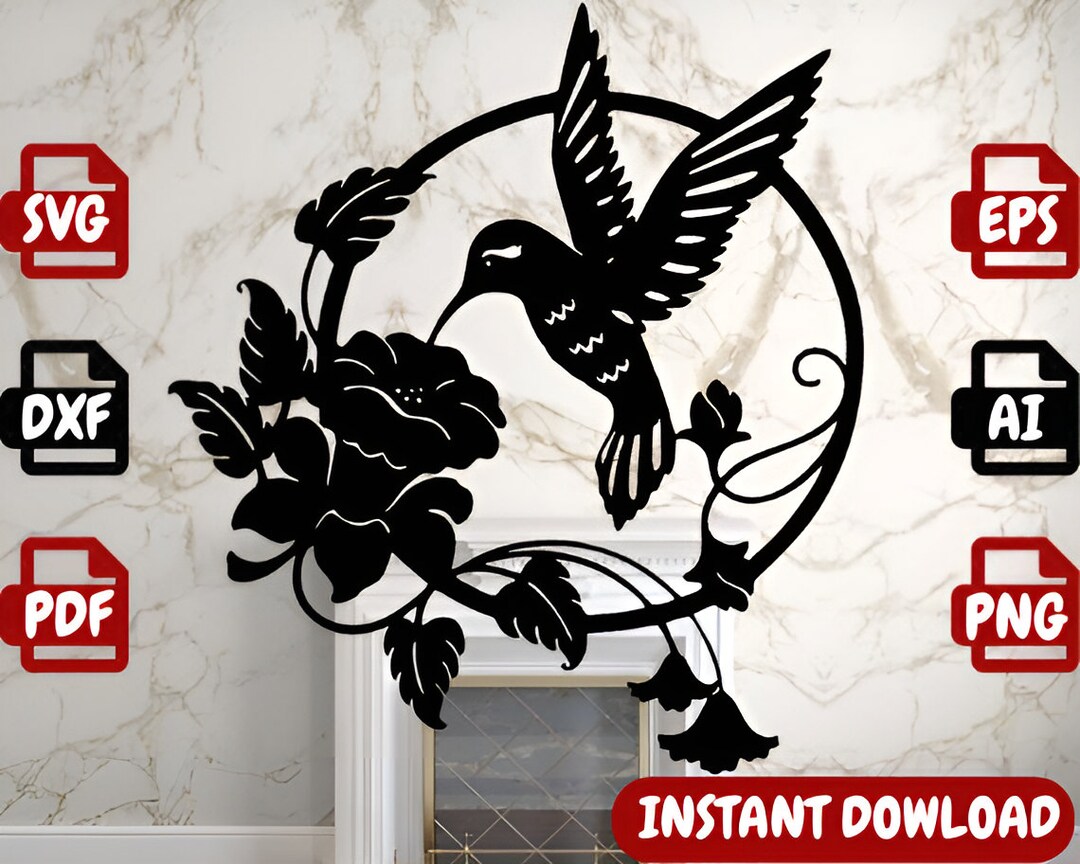 Hummingbird Dxf File, Humming Bird Svg, CNC Bird Dxf File, Bird Svg ...