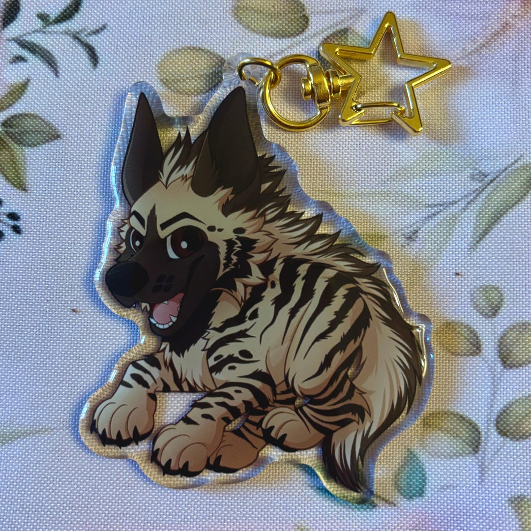 Striped Hyena Keychain - Etsy