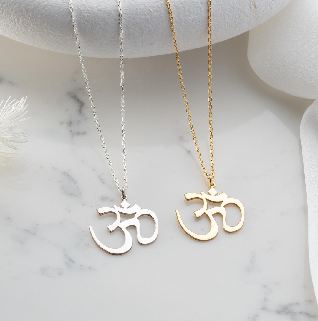 Handmade Gold Aum Necklace: Sterling Silver Om Pendant, Spiritual ...