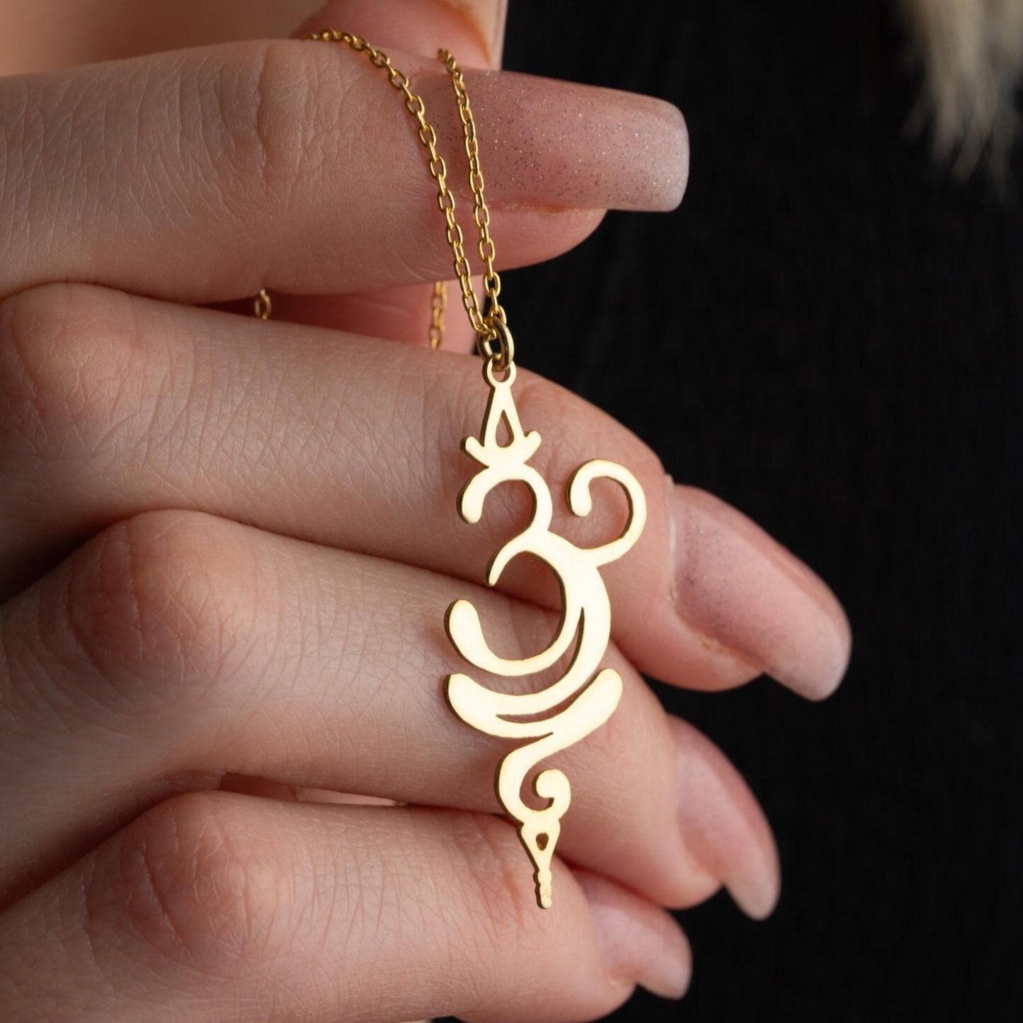14K Solid Gold Breathe Symbol Necklace: Mindful Serenity Jewelry - Etsy