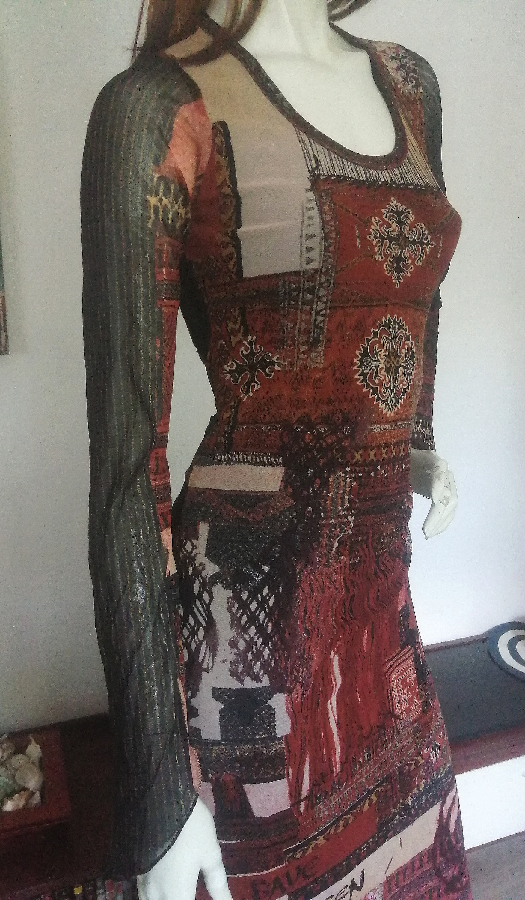 Maxi Dress Save the Queen Backless Tattoo Printed Mesh Size M L - Etsy