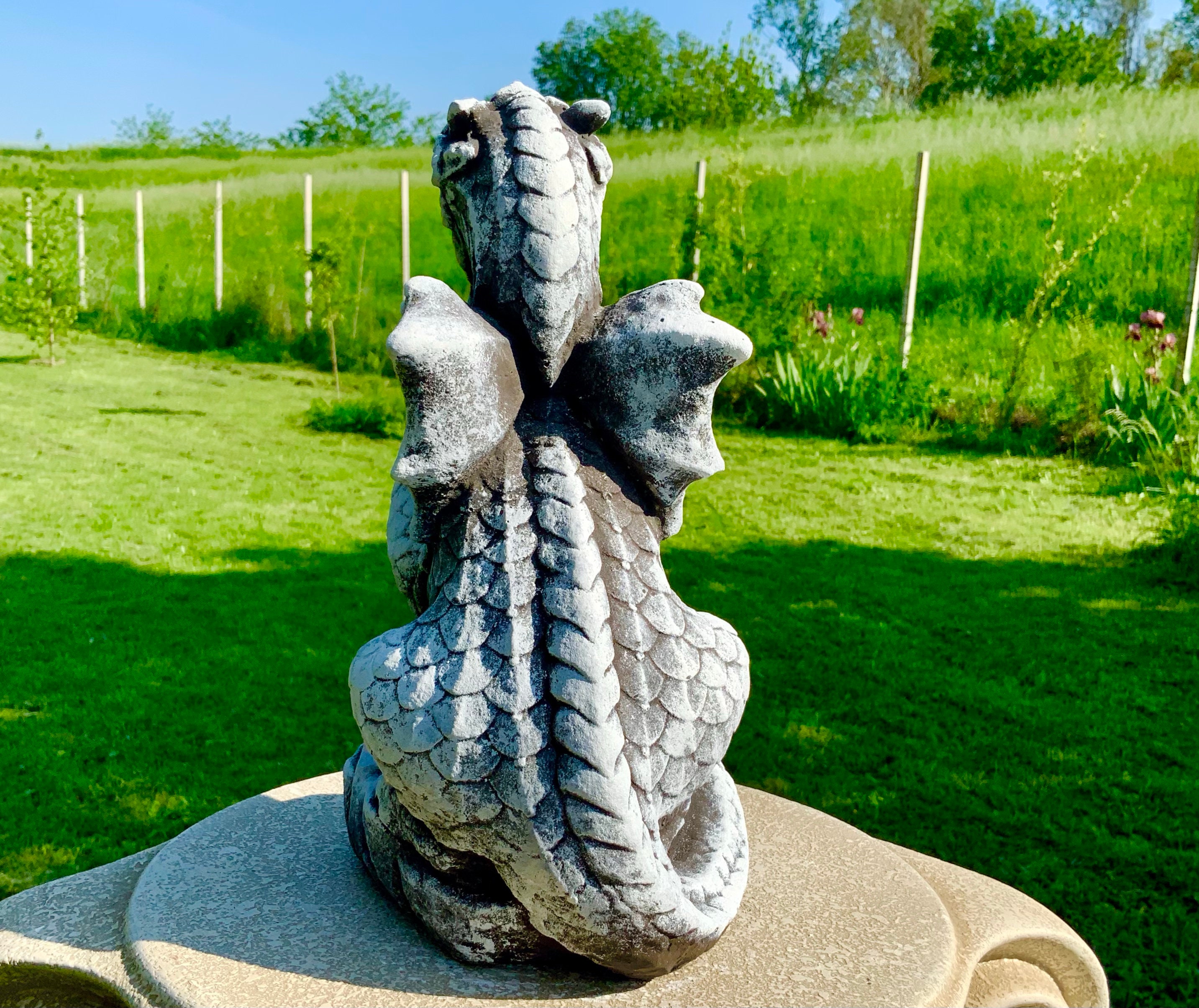 Fiery Dragon Stone Statue / Celtic Scaly Dragon / Garden Decoration ...