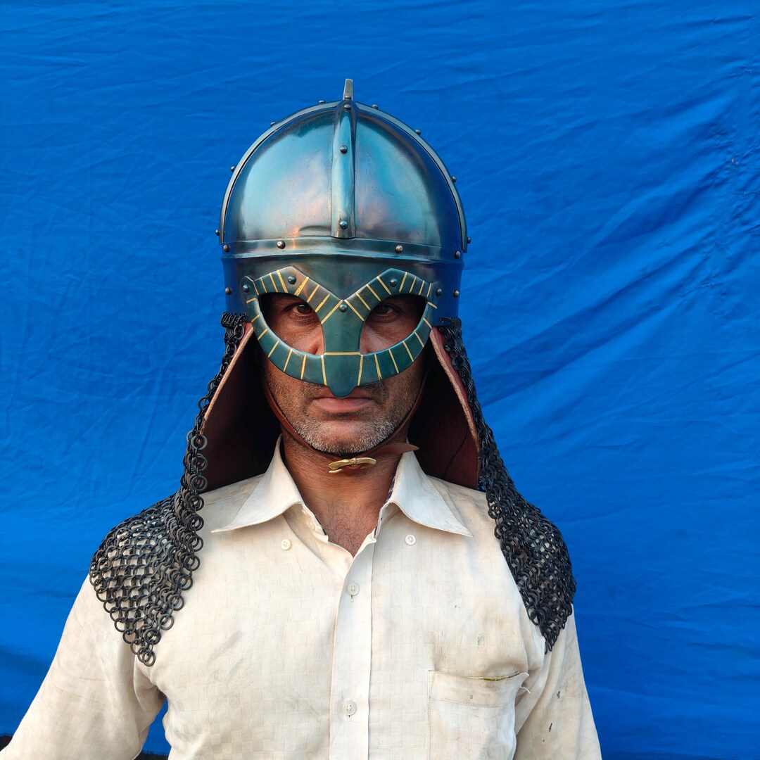 Medieval Viking Gjermunbu Helmet With 12 Gauge Steel. With a Leather ...