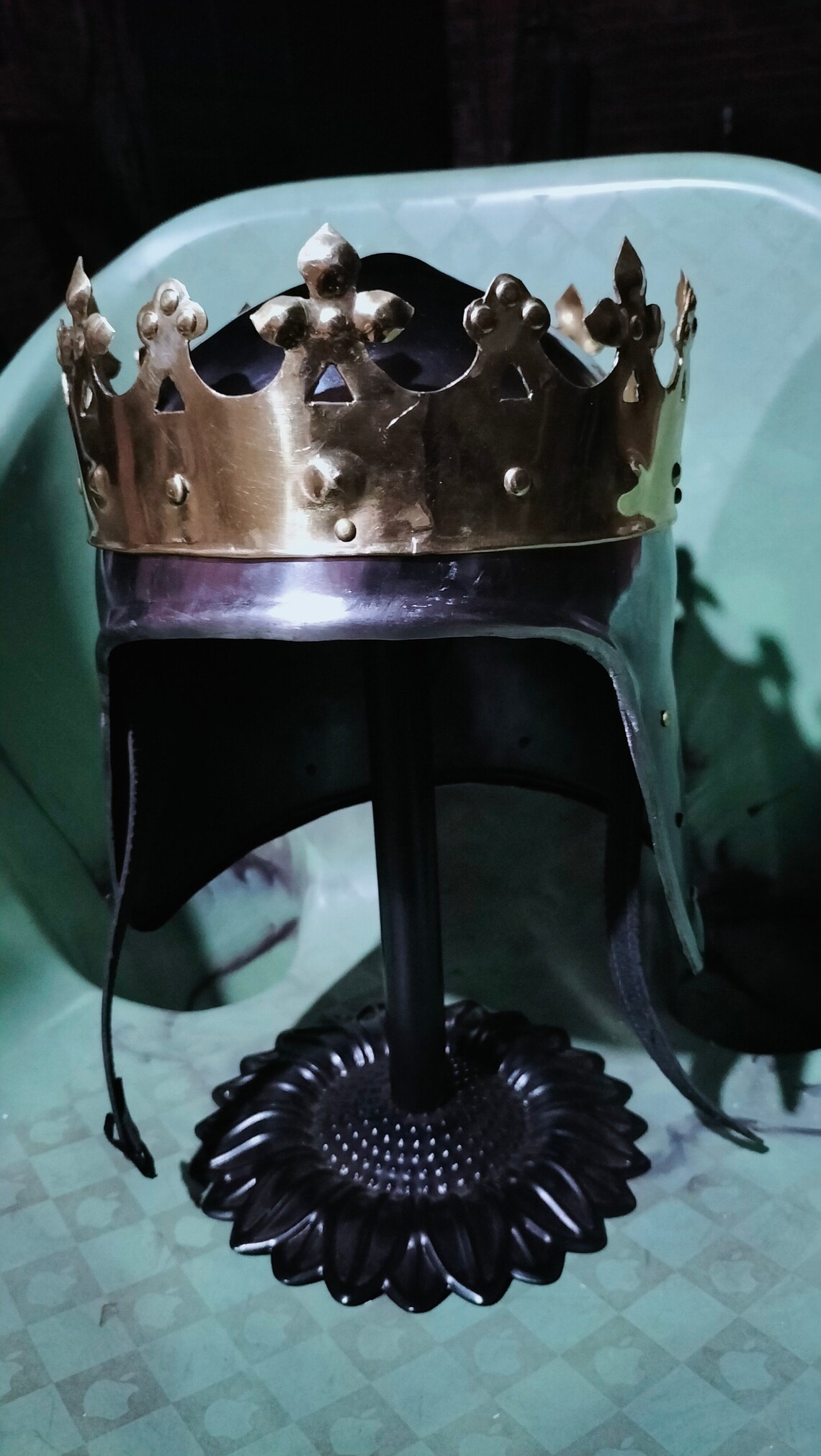 King Richard Lionheart Helmet Crown: Two-tone Steel & Brass Costume - Etsy