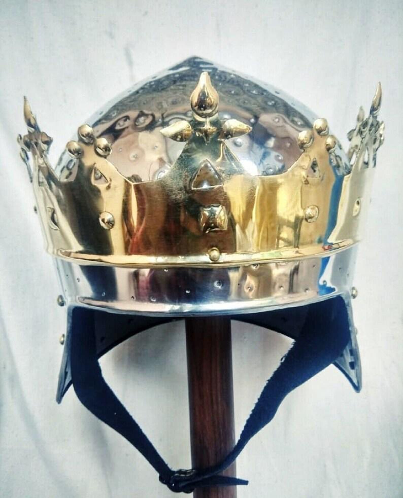 Medieval Monarch Knight Helmet King Richard Lionheart 2 Tone Crown ...
