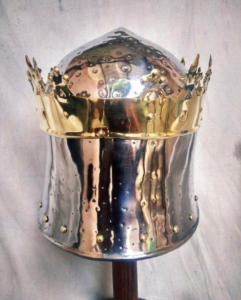 Medieval Monarch Knight Helmet King Richard Lionheart 2 Tone Crown ...
