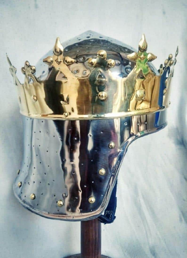 Medieval Knight Helmet: Richard Lionheart Style Crown, Steel & Brass - Etsy