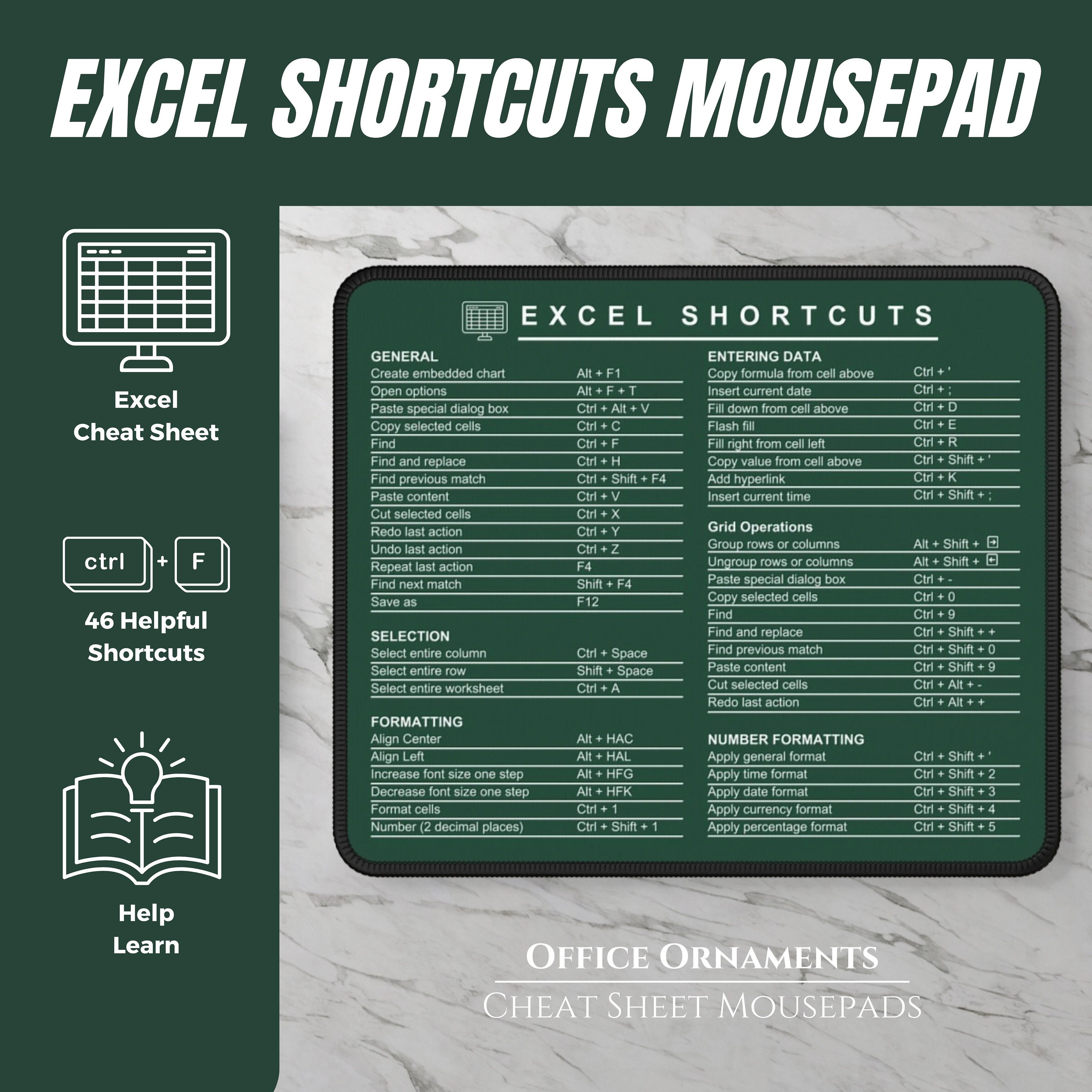 Excel Cheat Sheet Mouse Pad Data Analyst Shortcuts Mousepad Coworker ... Excel Cheat Sheet Mouse Pad Data Analyst Shortcuts Mousepad Coworker ...