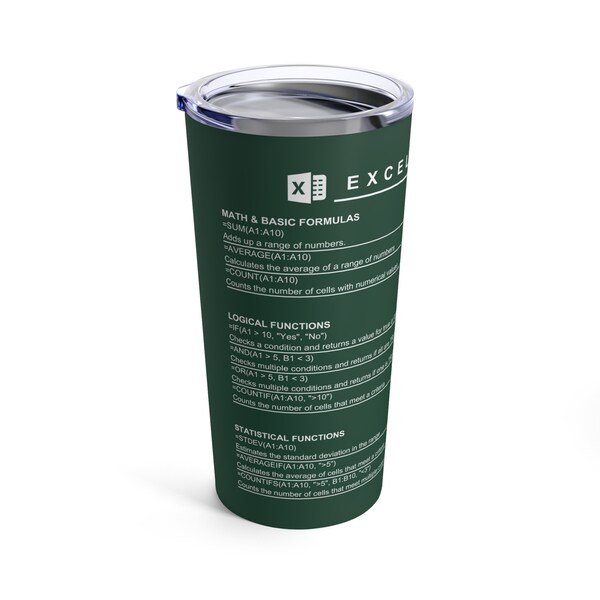 Excel Cheat Sheet Tumbler - Etsy
