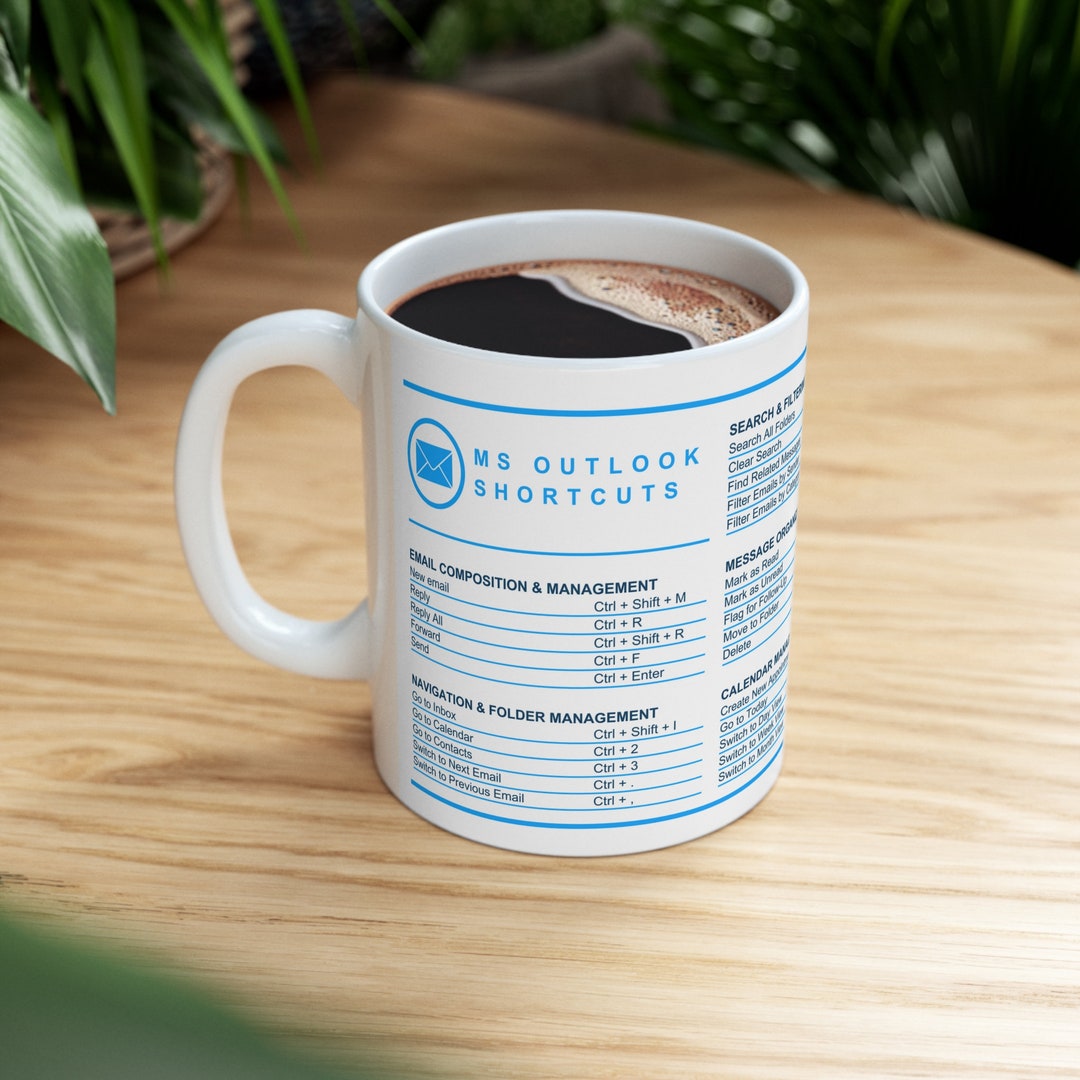 MS Outlook Cheat Sheet Mug 11oz Outlook Email Shortcuts - Etsy