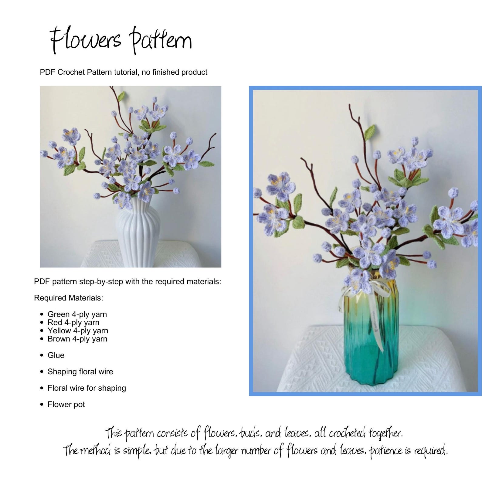 Begonia Crochet Pattern: Flower Bouquet PDF - Etsy