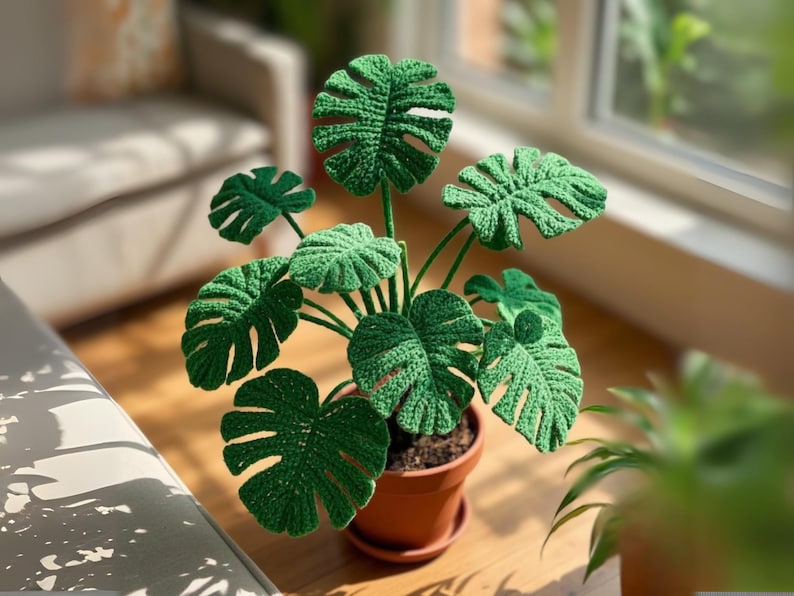 Crochet Monstera Plant Pattern: Photo & Video Tutorial (PDF Download ...