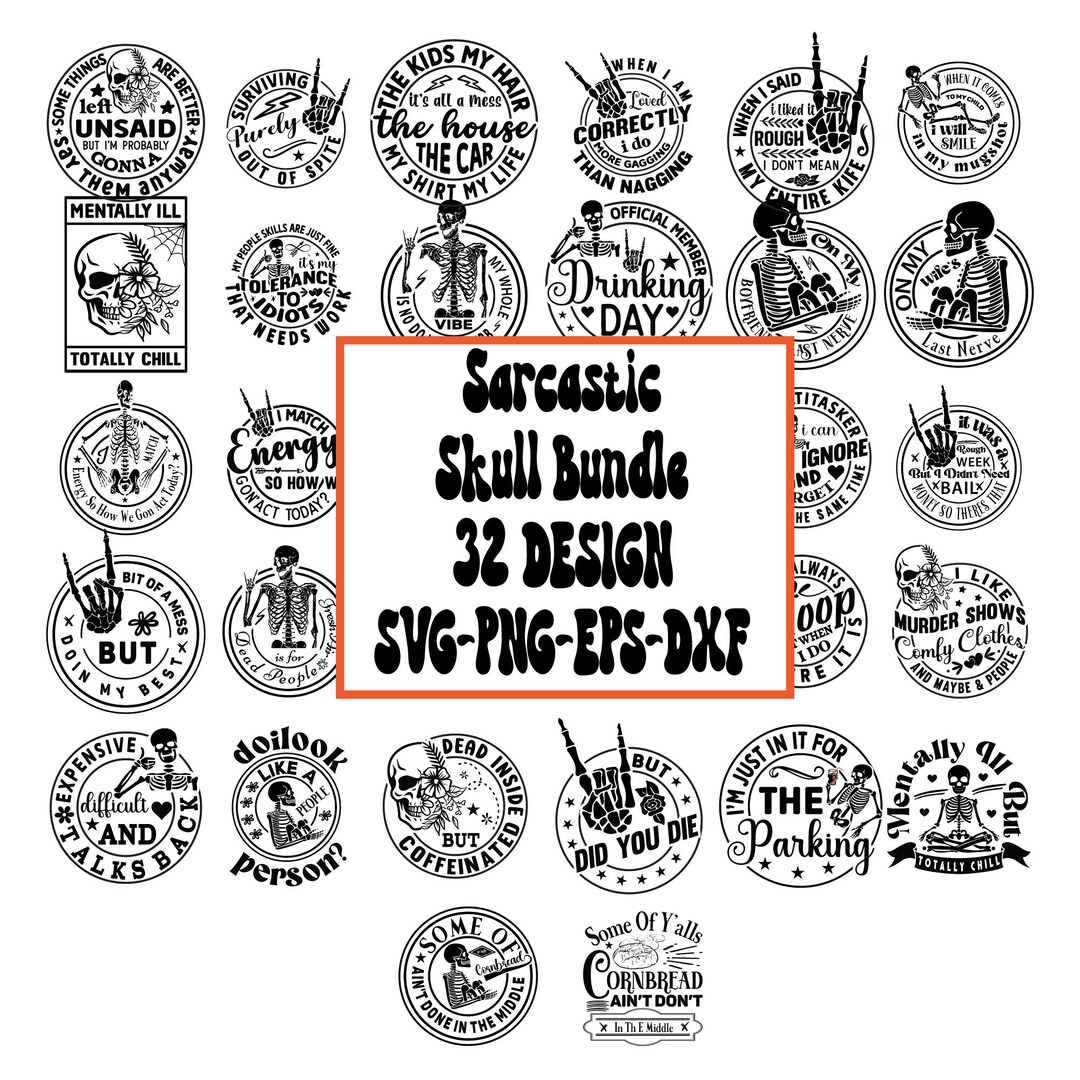 Snarky Skulls Bundle Designs SVG, Adult Humor Svg, Sarcastic Bundle Svg ...