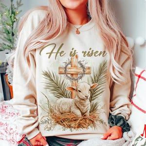 True Easter PNG, He is Risen, Lamb Crown of Thorn Cross Palm Jesus ...