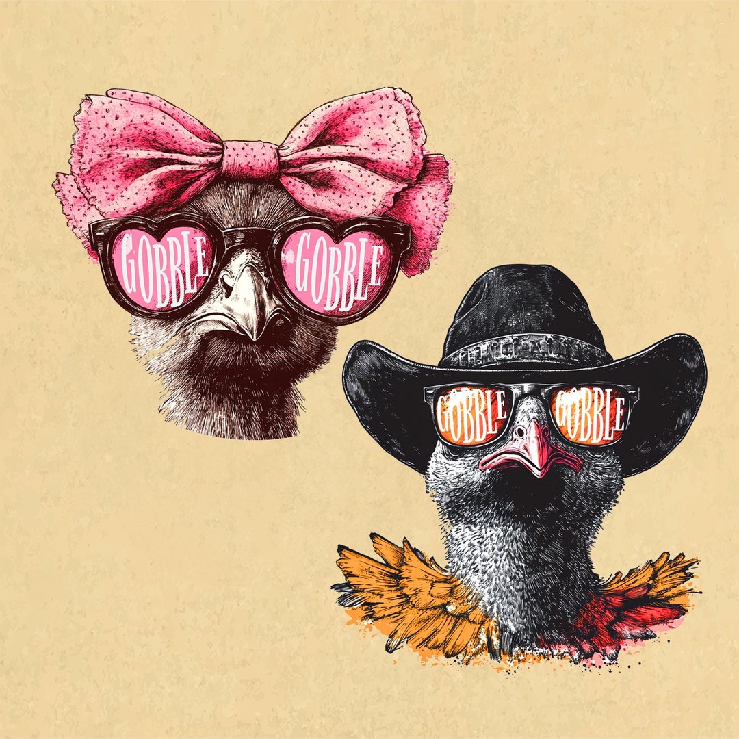 Digital Png File 2 Separate Designs Turkey Funny Cute Fall Thanksgiving ...