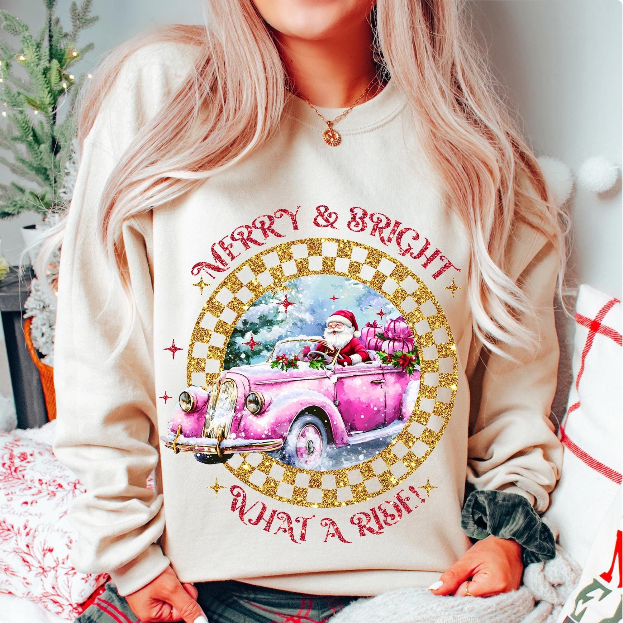 Glitter Christmas Png, Christmas Png, Merry & Bright Png, Glitter Santa ...