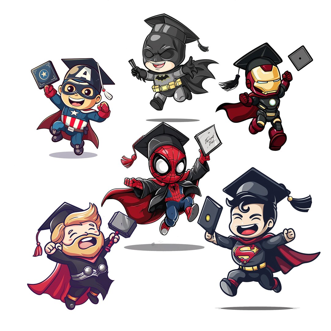 Superhero Cartoon Graduation 2024 Png Cartoon Graduate Png, DN School ...