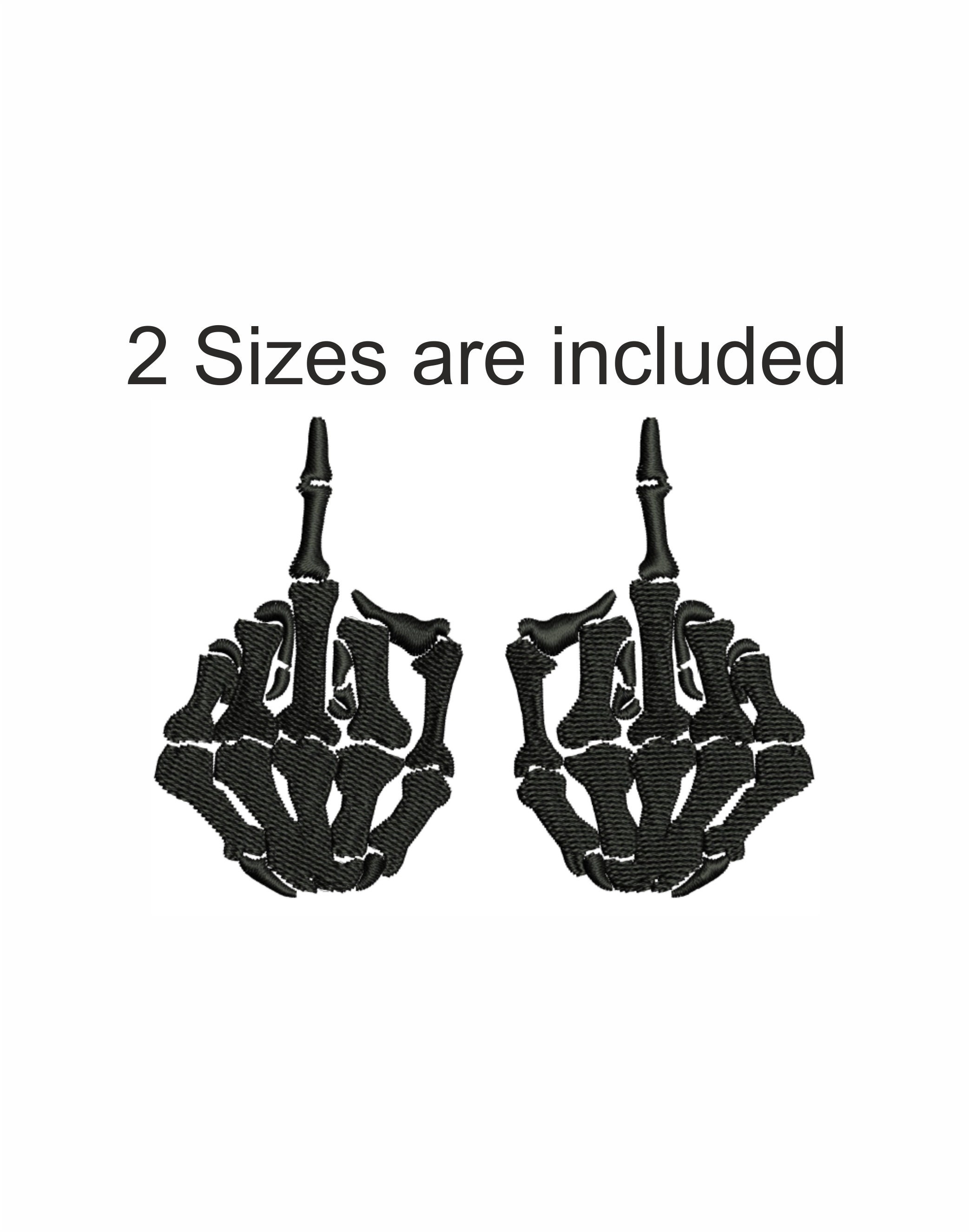 Skeleton Middle Finger Embroidery Design | Skeleton Middle Finger Pes ...