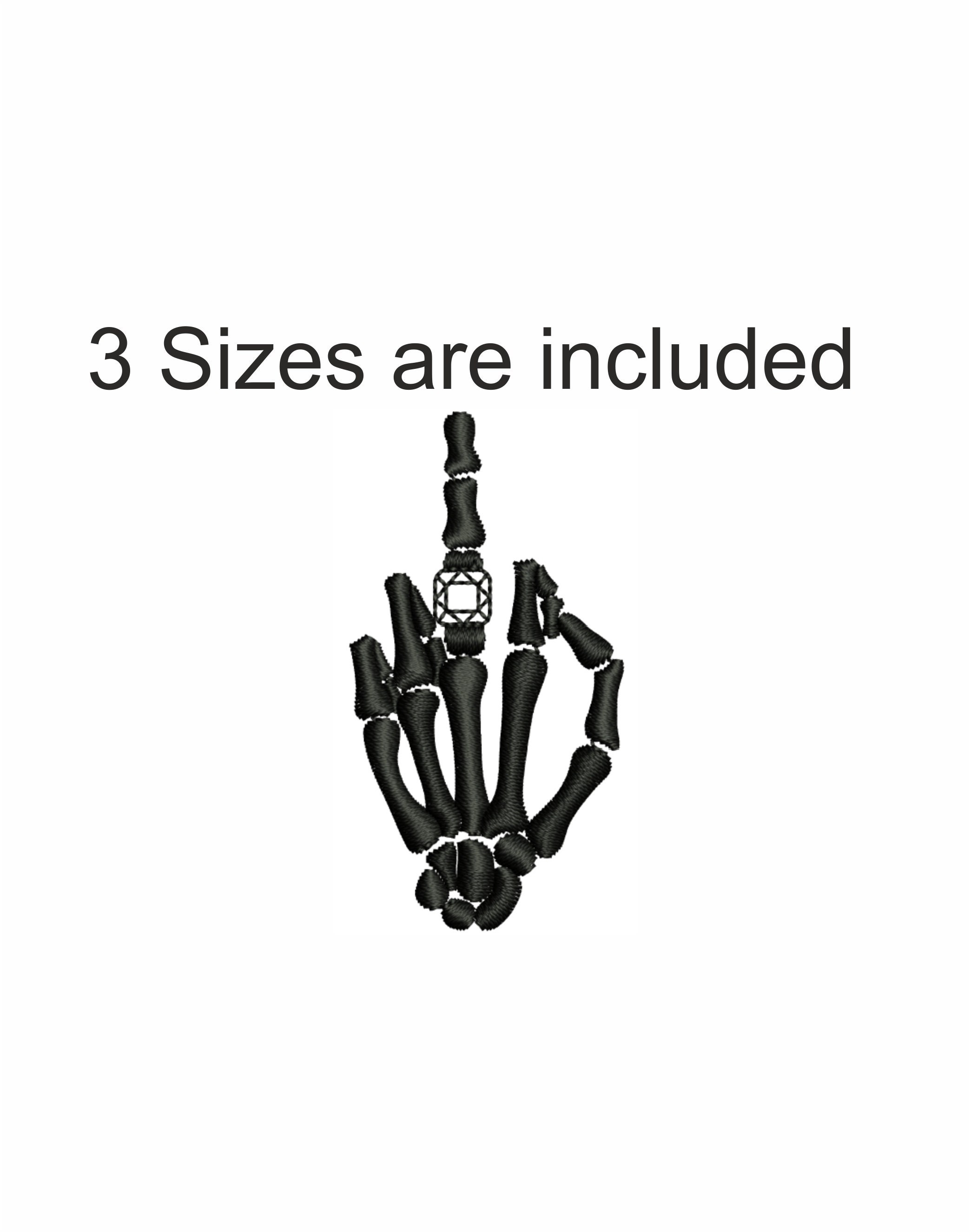 Skeleton Middle Finger Embroidery Design Skeleton Middle Finger Pes ...