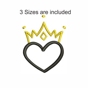 Heart Crown Outline Embroidery Design | Heart Crown Outline Pes File ...