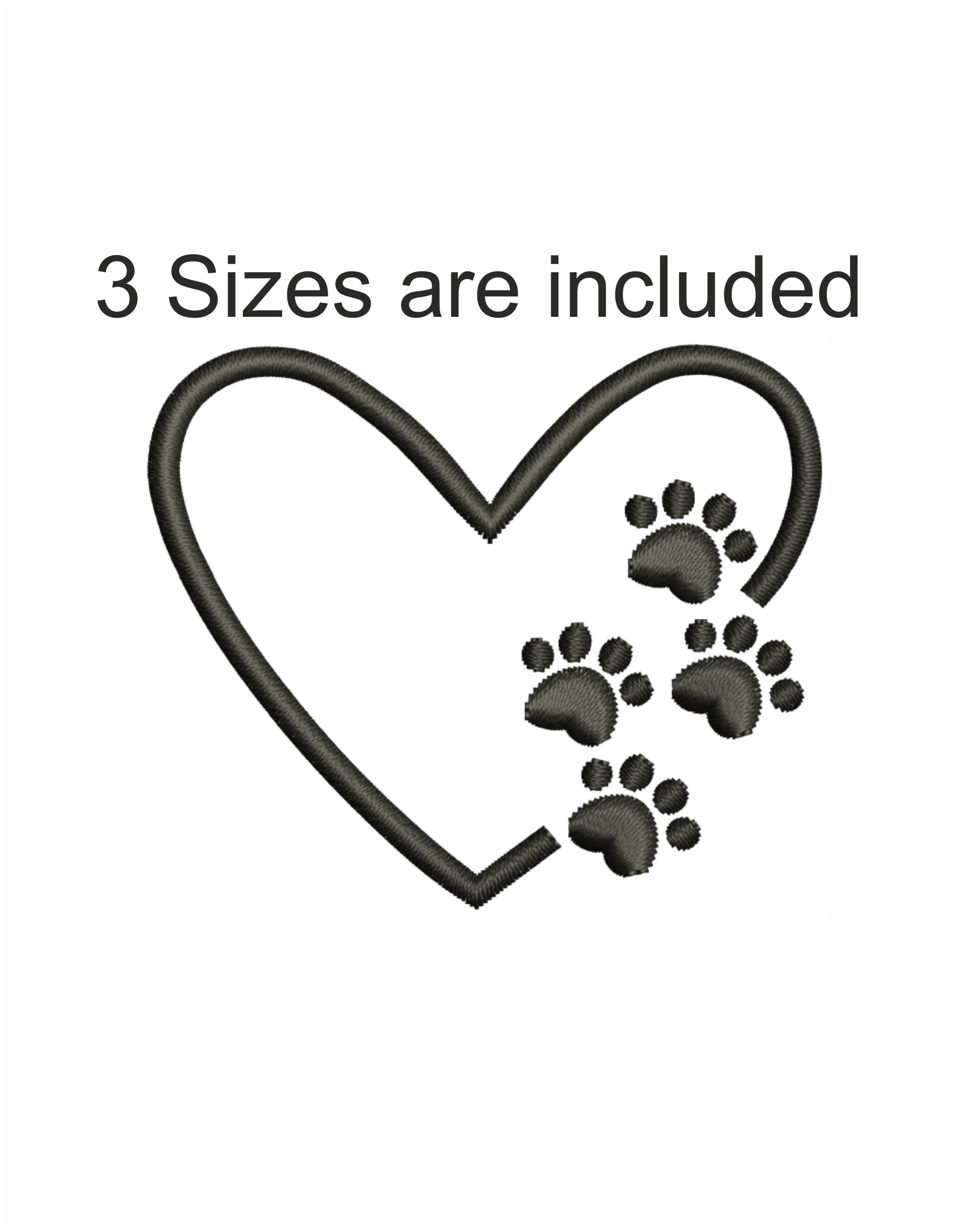Paw Print Heart Embroidery Design | Paw Print Heart Pes File | Paw ...