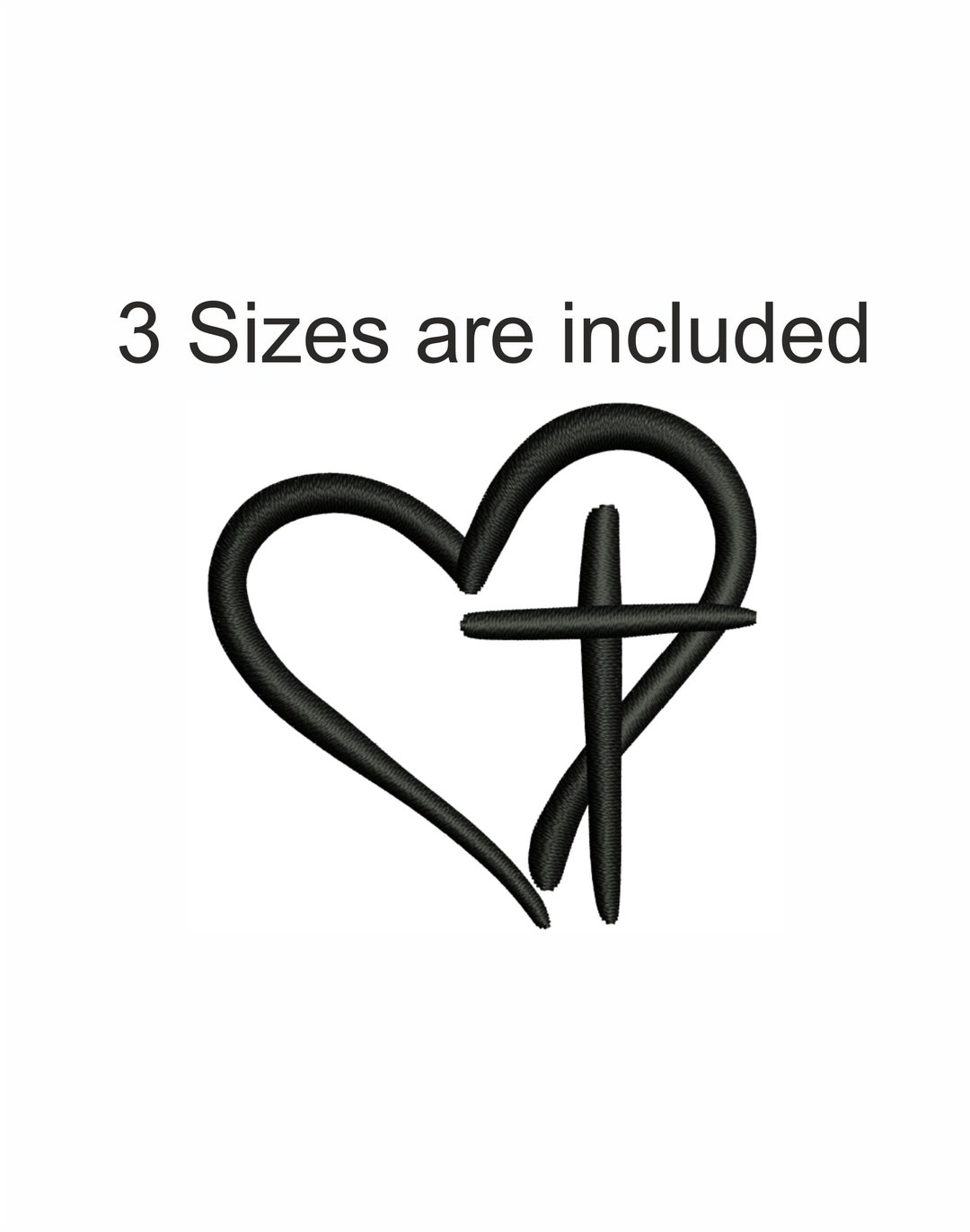 Cross With Heart Embroidery Design | Cross With Heart Pes File | Cross ...