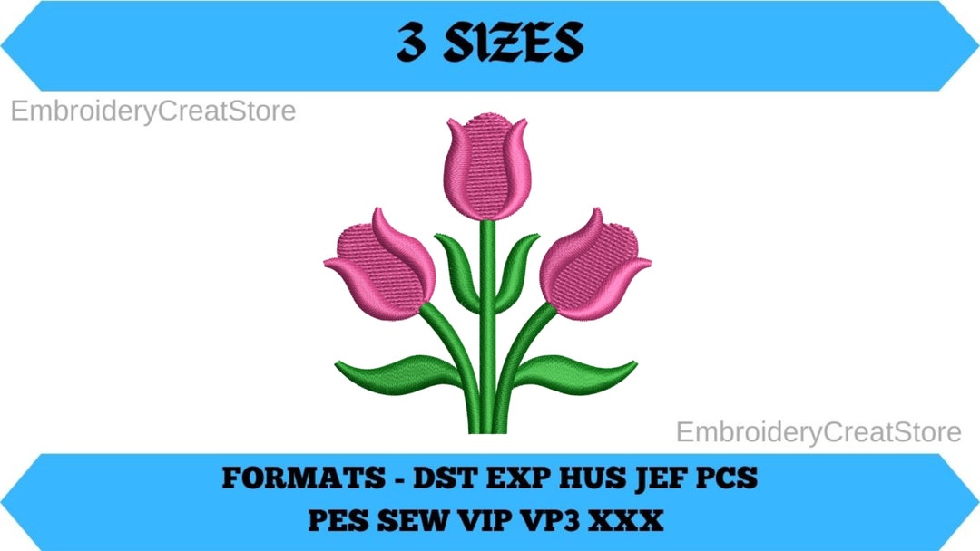 Tulip Embroidery Design | Tulip Pes File | Tulip Dst File | Tulip Jef ...